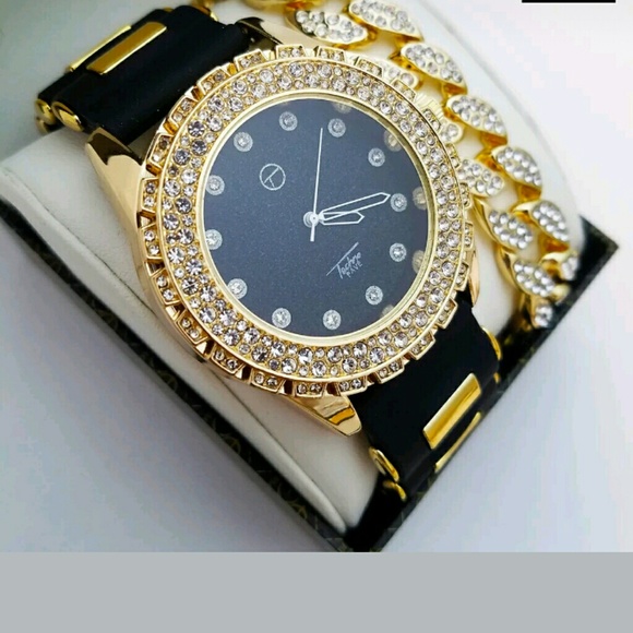 Accessories | Mens Hip Hop Quavo Gold Pt Luxury Watch Full Ic | Poshmark